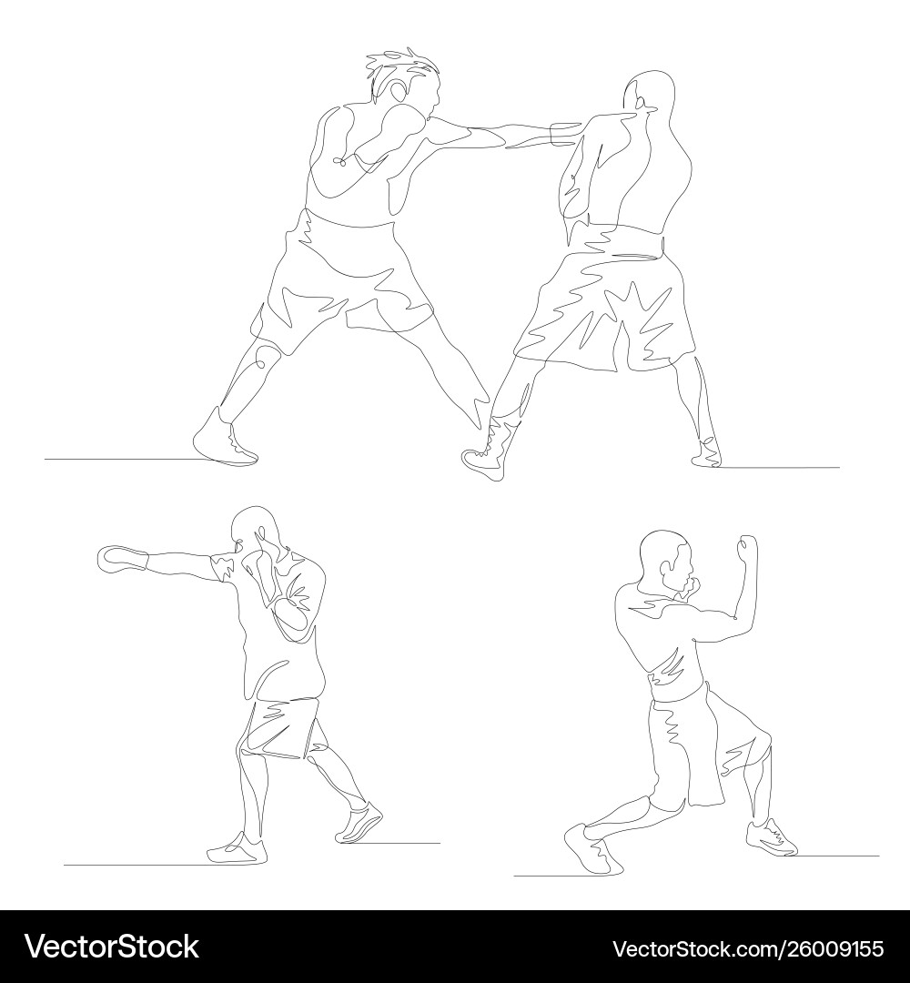 Continuous one line boxer set jab and uppercut Vector Image