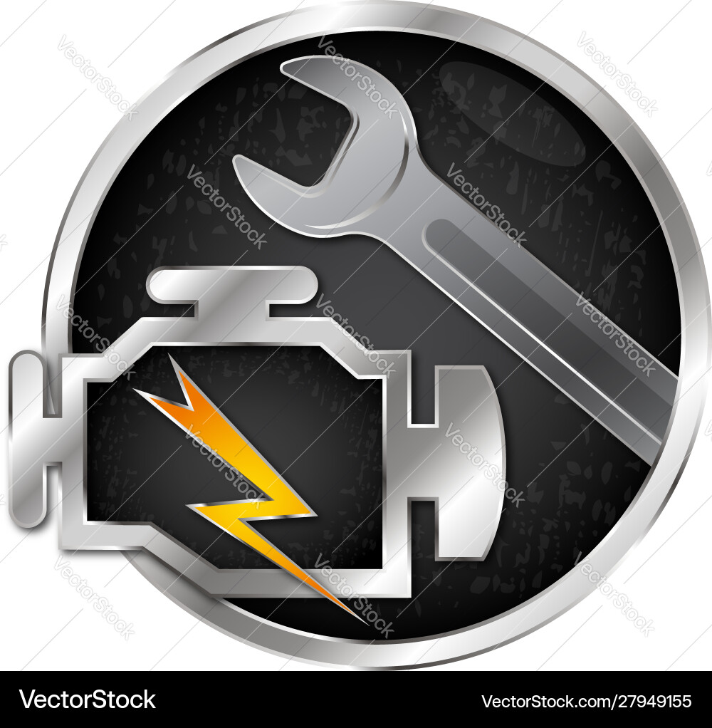 Engine repair wrench symbol Royalty Free Vector Image