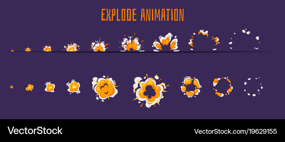 Explode effect burst sprites Royalty Free Vector Image