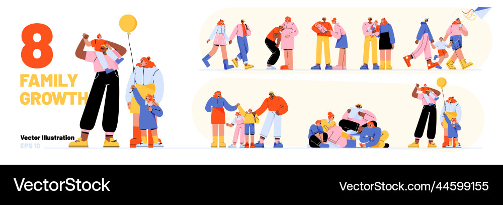 Family development stages kids growth process Vector Image