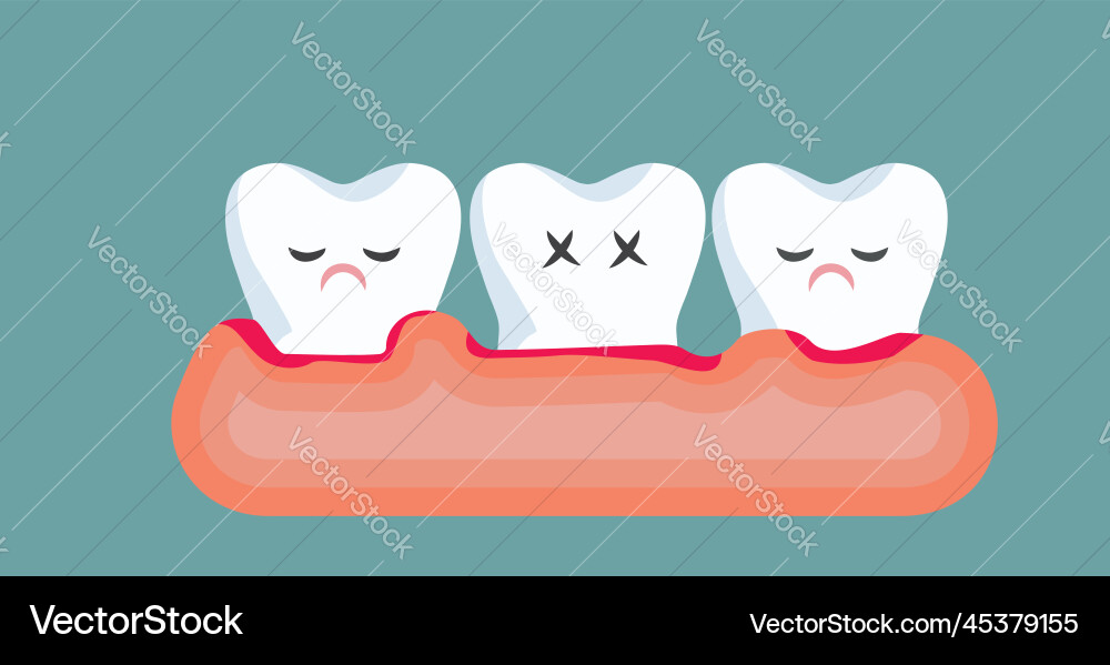 Gingivitis gum disease and sad teeth cartoon Vector Image