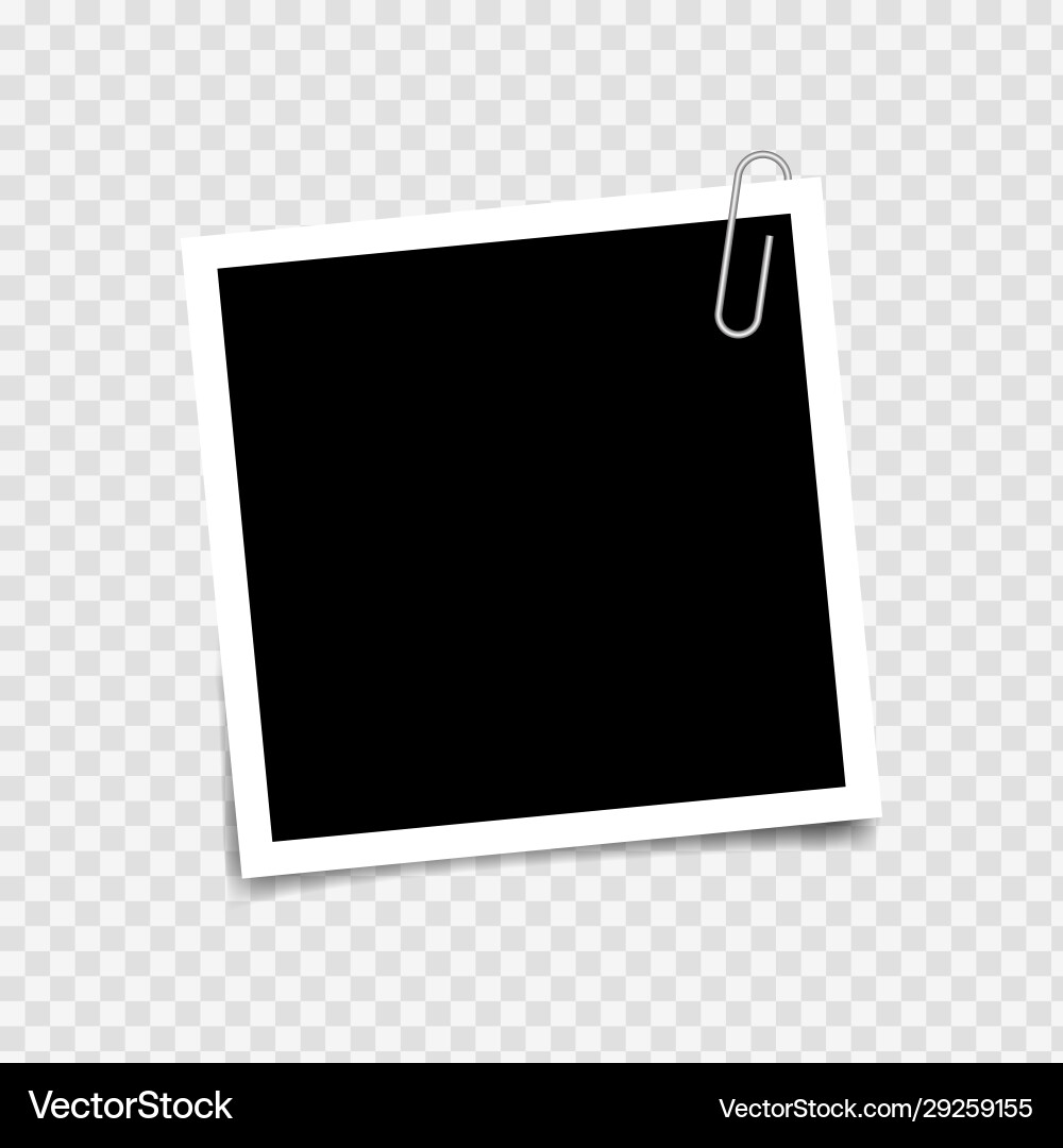 Photo frame attached to a paper clip isolated Vector Image