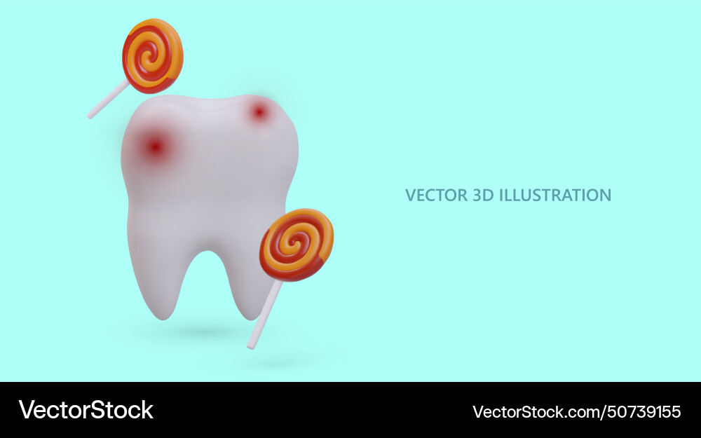 Realistic sick tooth enamel damaged Royalty Free Vector