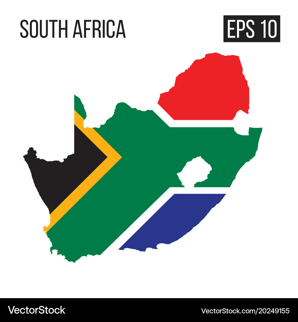 South africa map border with flag eps10 Royalty Free Vector