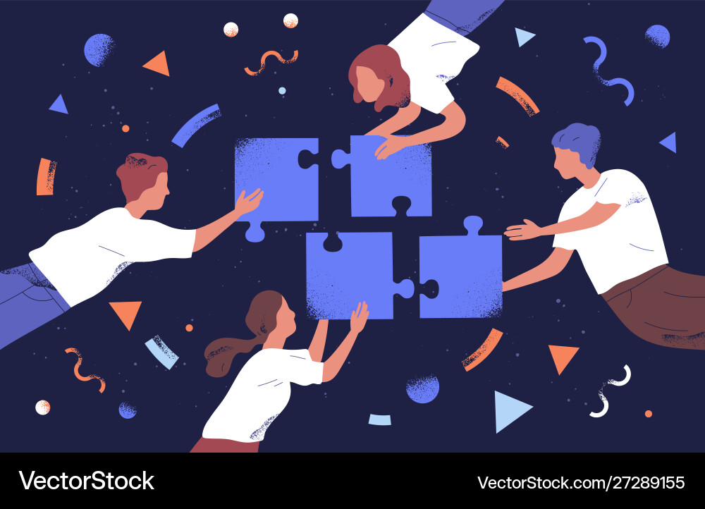 Teamwork and team building flat Royalty Free Vector Image