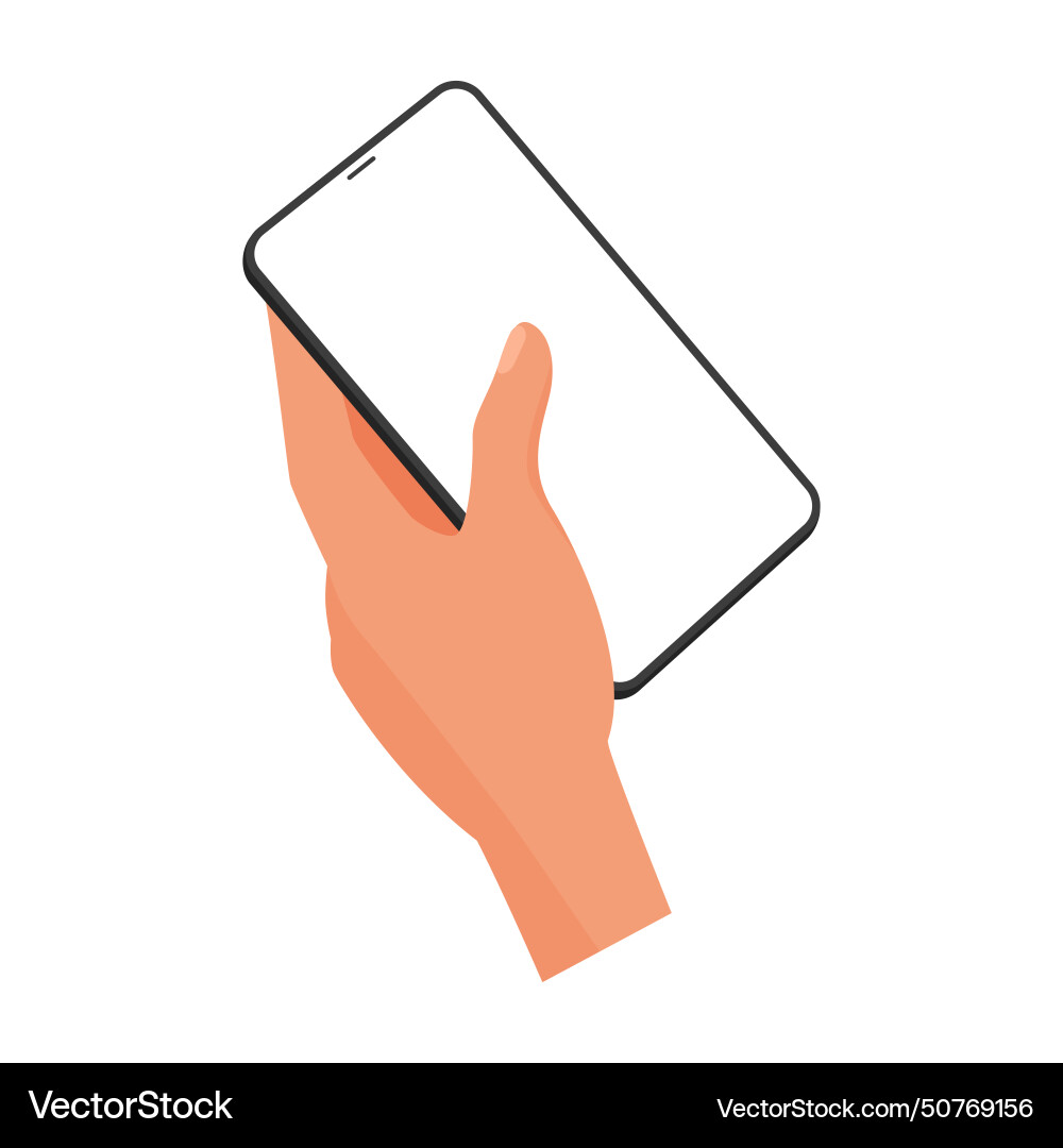 3d human hand holding smartphone using mobile Vector Image