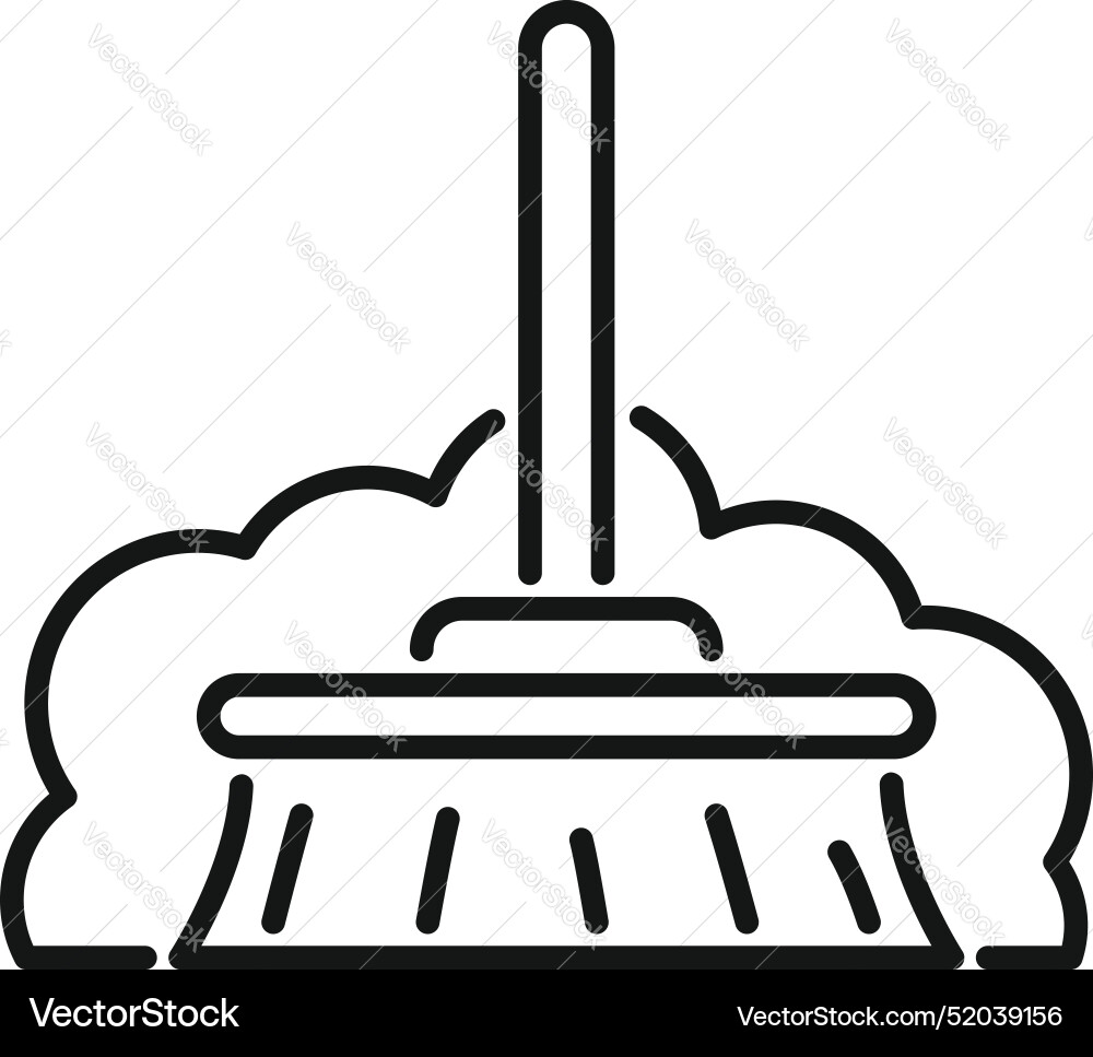 Broom sweeping dust cloud cleaning icon stroke Vector Image