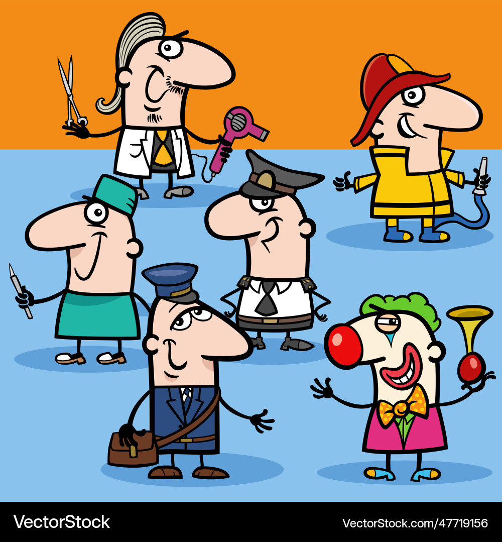 Comic people of different occupations group Vector Image