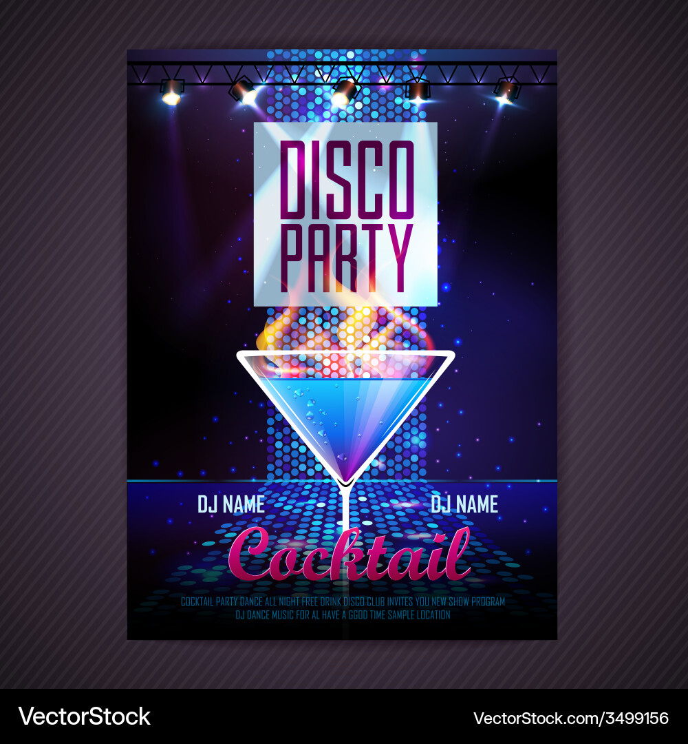 Disco background poster Royalty Free Vector Image