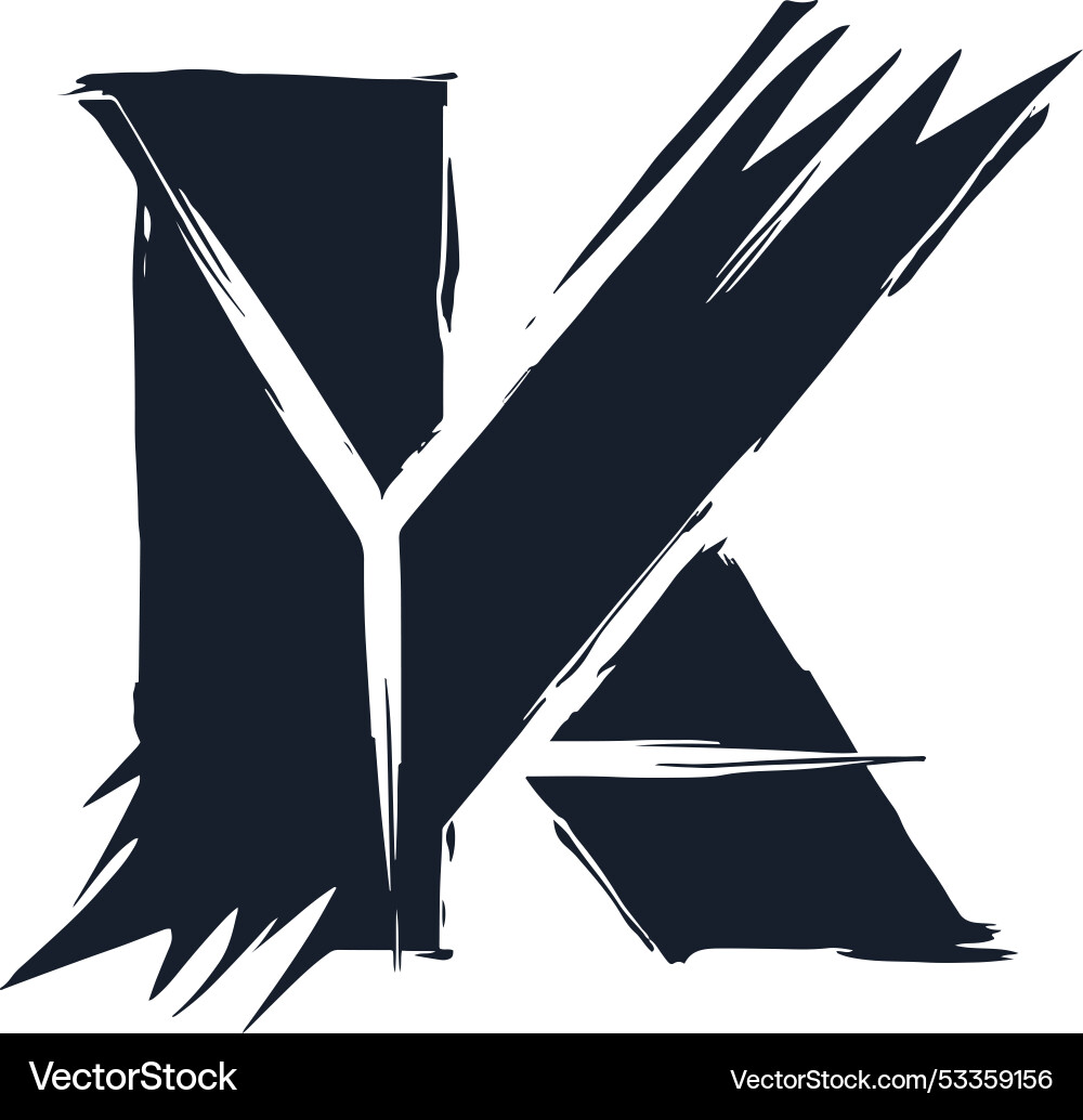 Letter k was created with bold brushstrokes Vector Image