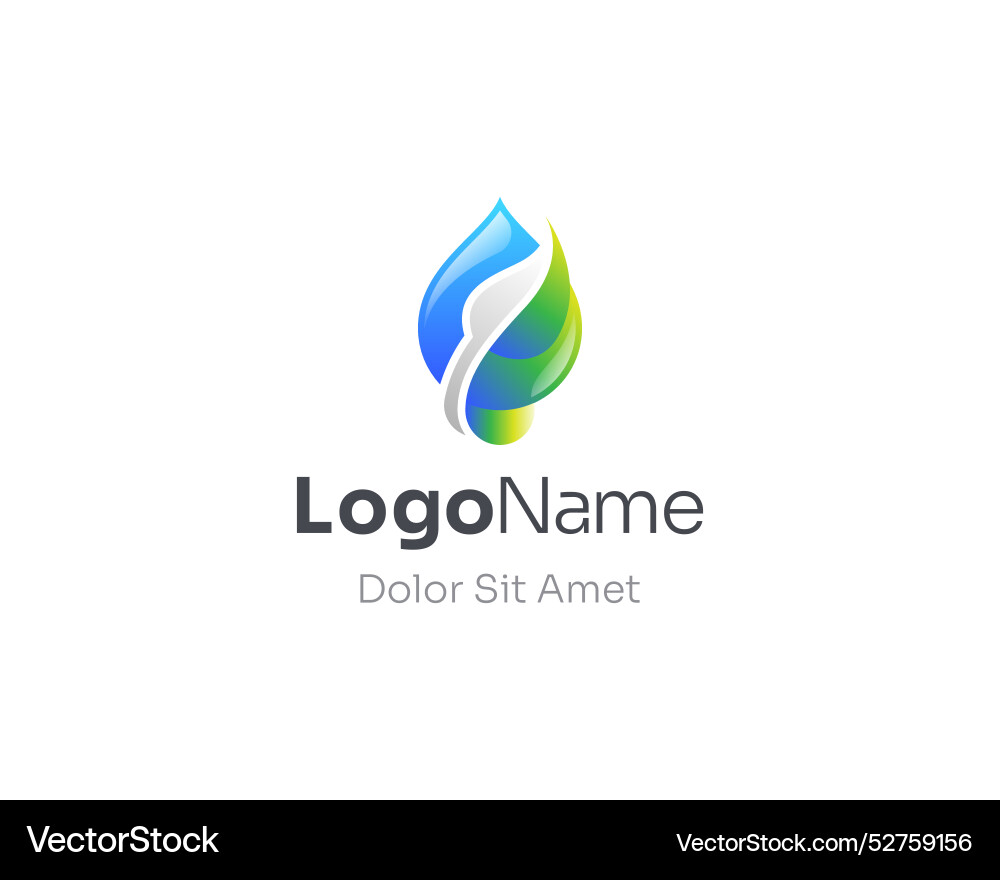 Natural water drop leaf logo gradient Royalty Free Vector