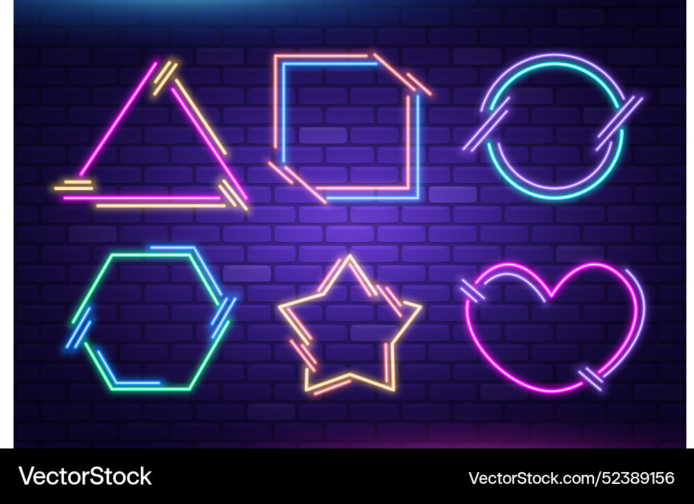 Neon frame collection Royalty Free Vector Image