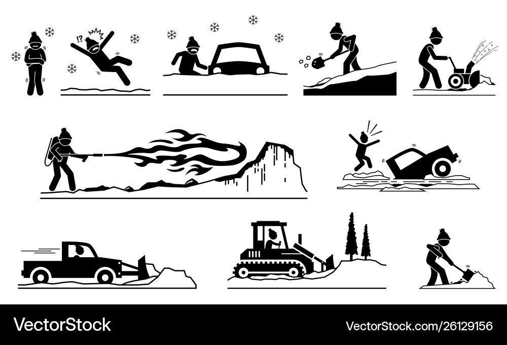 People having problems with snow and ice during Vector Image