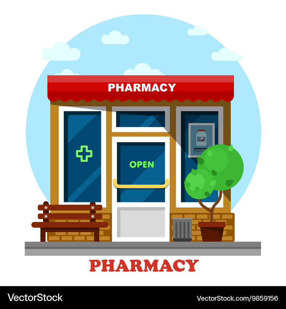 Pharmacy Exterior Shot Royalty Free Vector Image