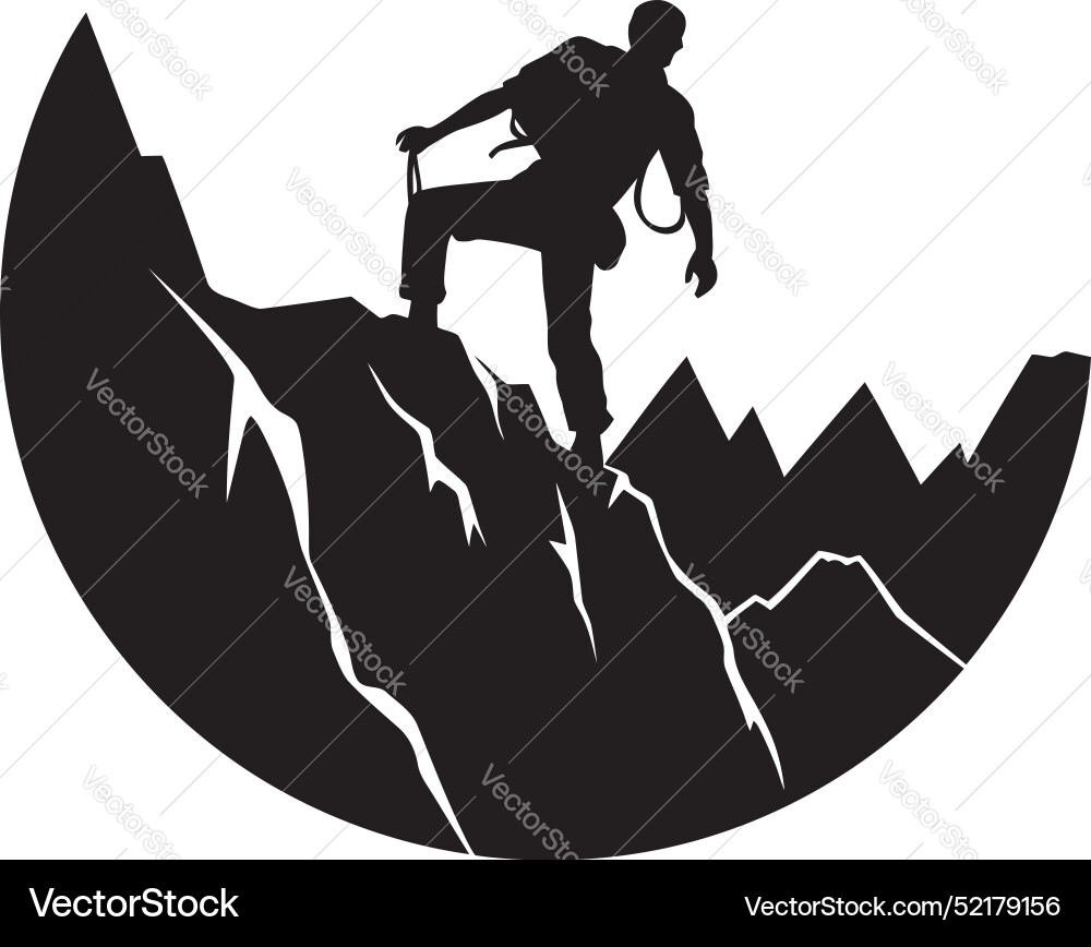 Scaling success mountain climber black logo Vector Image