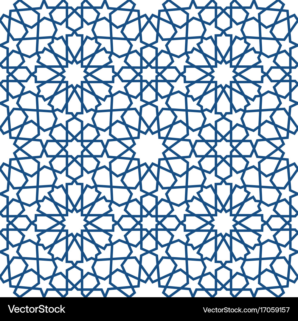 Blue islamic pattern seamless arabic geometric Vector Image