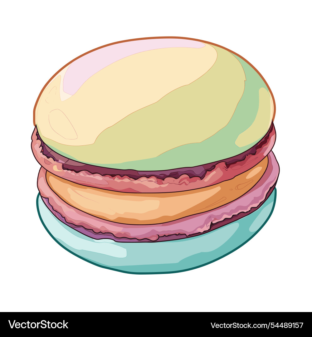 Colorful layered macaron dessert with distinct Vector Image