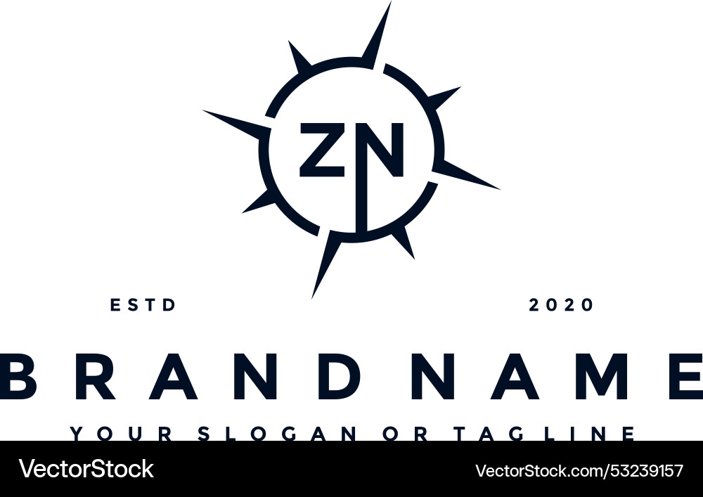 Letter zn compass logo design Royalty Free Vector Image