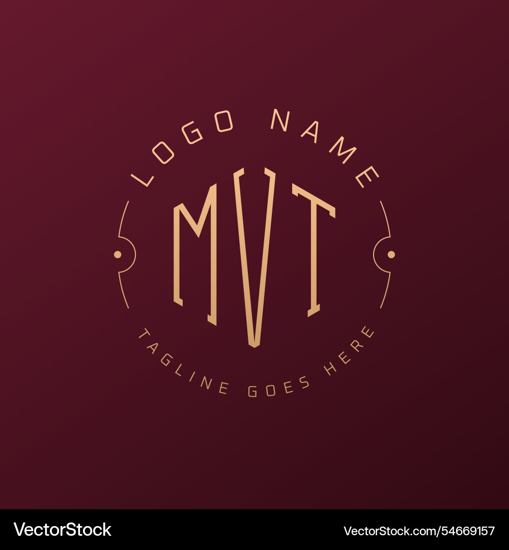 Luxury mvt logo design elegant letter Royalty Free Vector