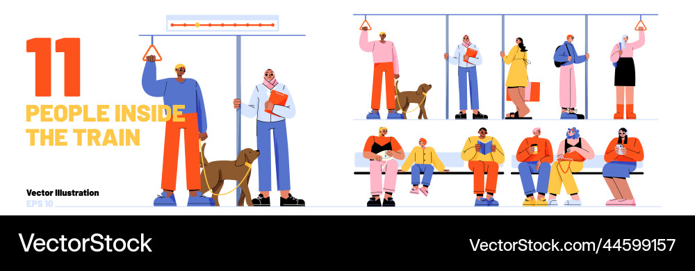 Passengers inside subway train car Royalty Free Vector Image