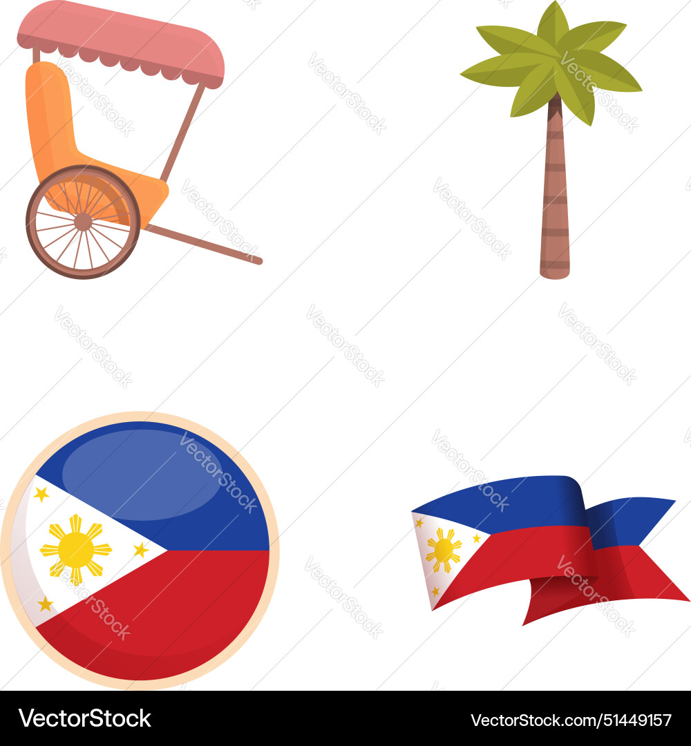 Philippines icons set cartoon philippine Vector Image