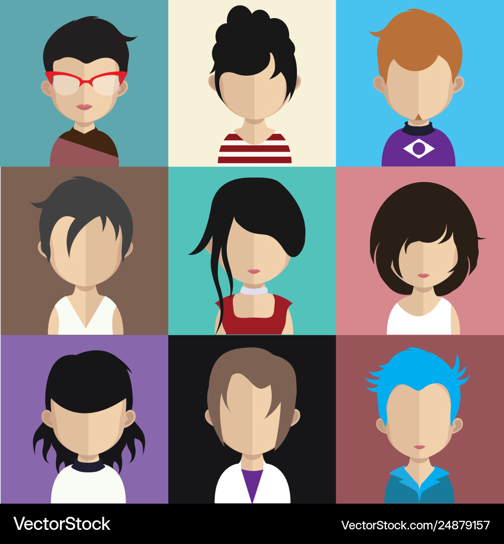 Set colorful avatars characters Royalty Free Vector Image