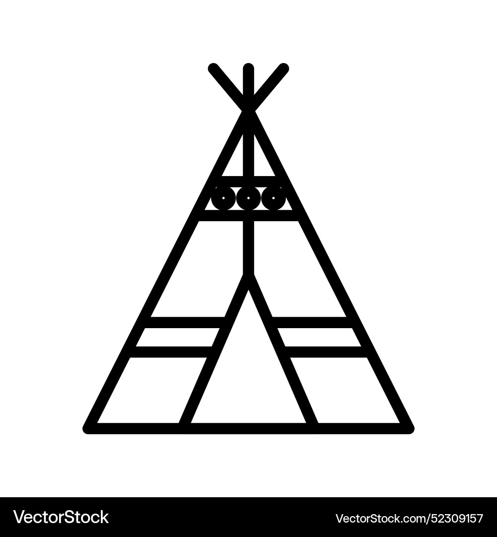 Teepee icon linear logo mark in black and white Vector Image