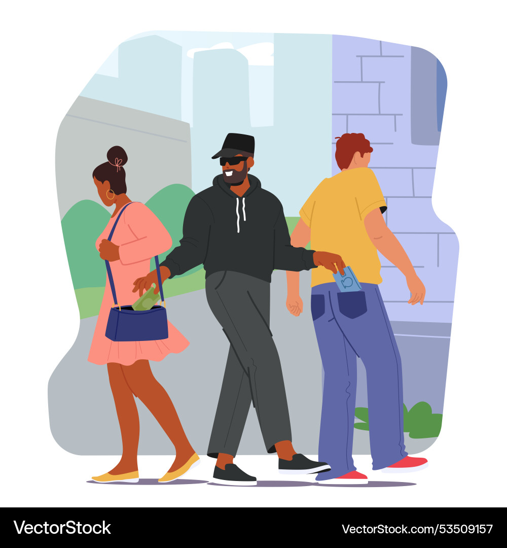 Thief stealing wallet and money from people Vector Image