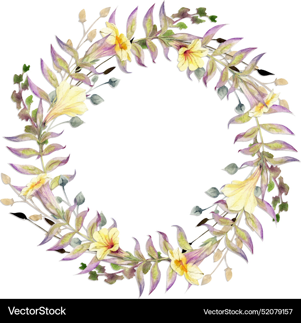 Watercolor circle frame arrangement with hand Vector Image