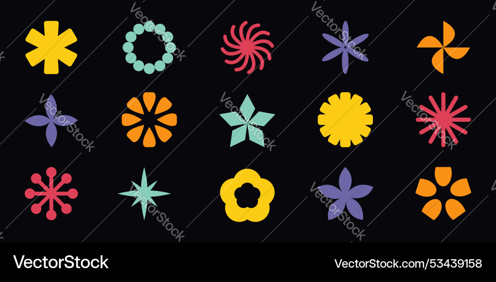Abstract geometric shape set colorful daisy Vector Image