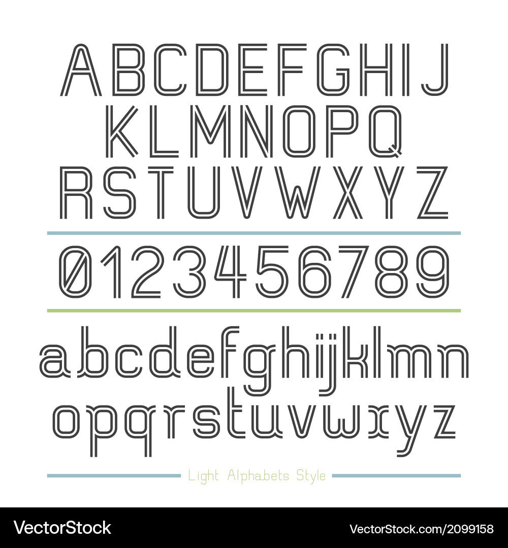 Alphabet line stripes style Royalty Free Vector Image