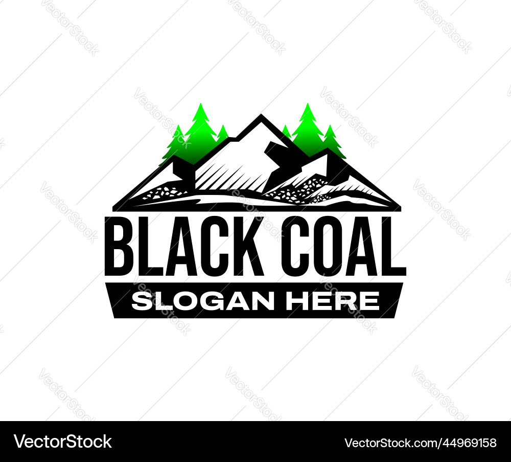 Black coal mining site business logo design Vector Image