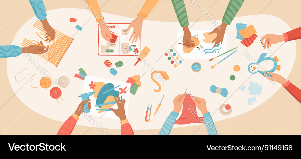 Cartoon handicraft craftwork art class concept Vector Image