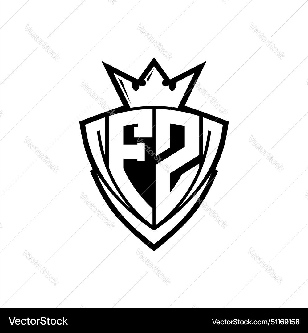 Fz letter logo with sharp triangle shield shape Vector Image