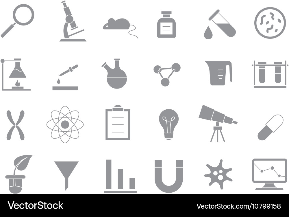 Laboratory gray icons set Royalty Free Vector Image