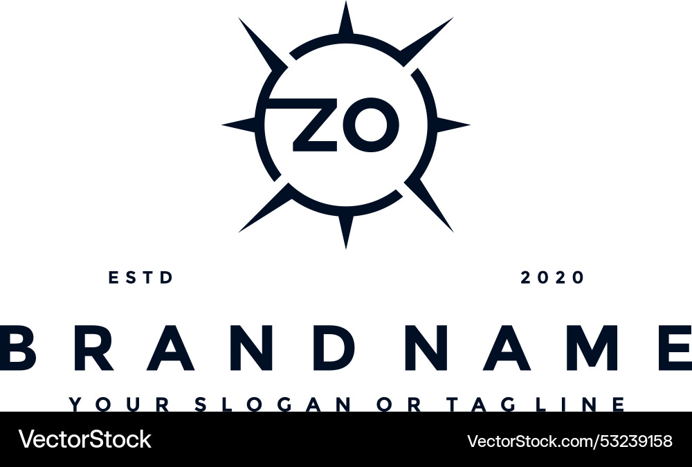 Letter zo compass logo design Royalty Free Vector Image