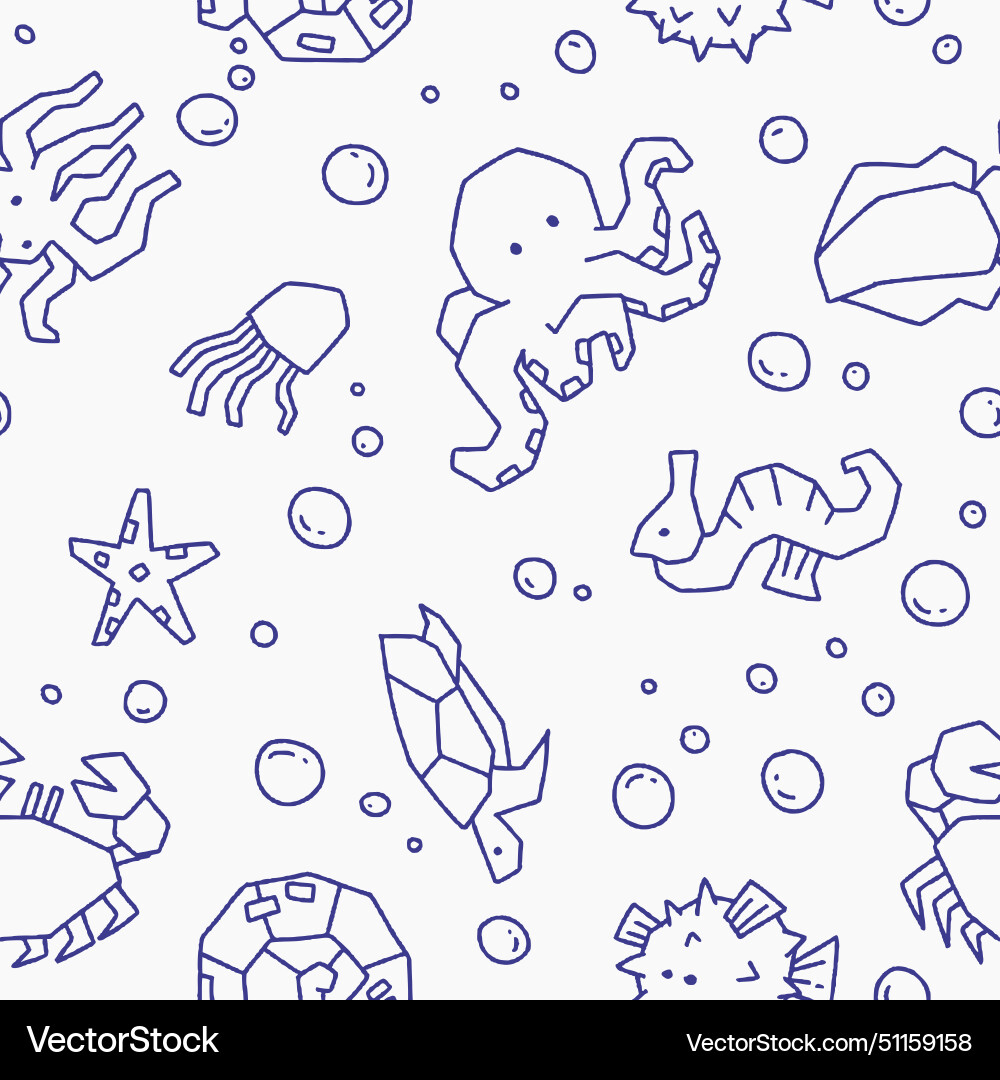 Outline underwater animal seamless pattern Vector Image