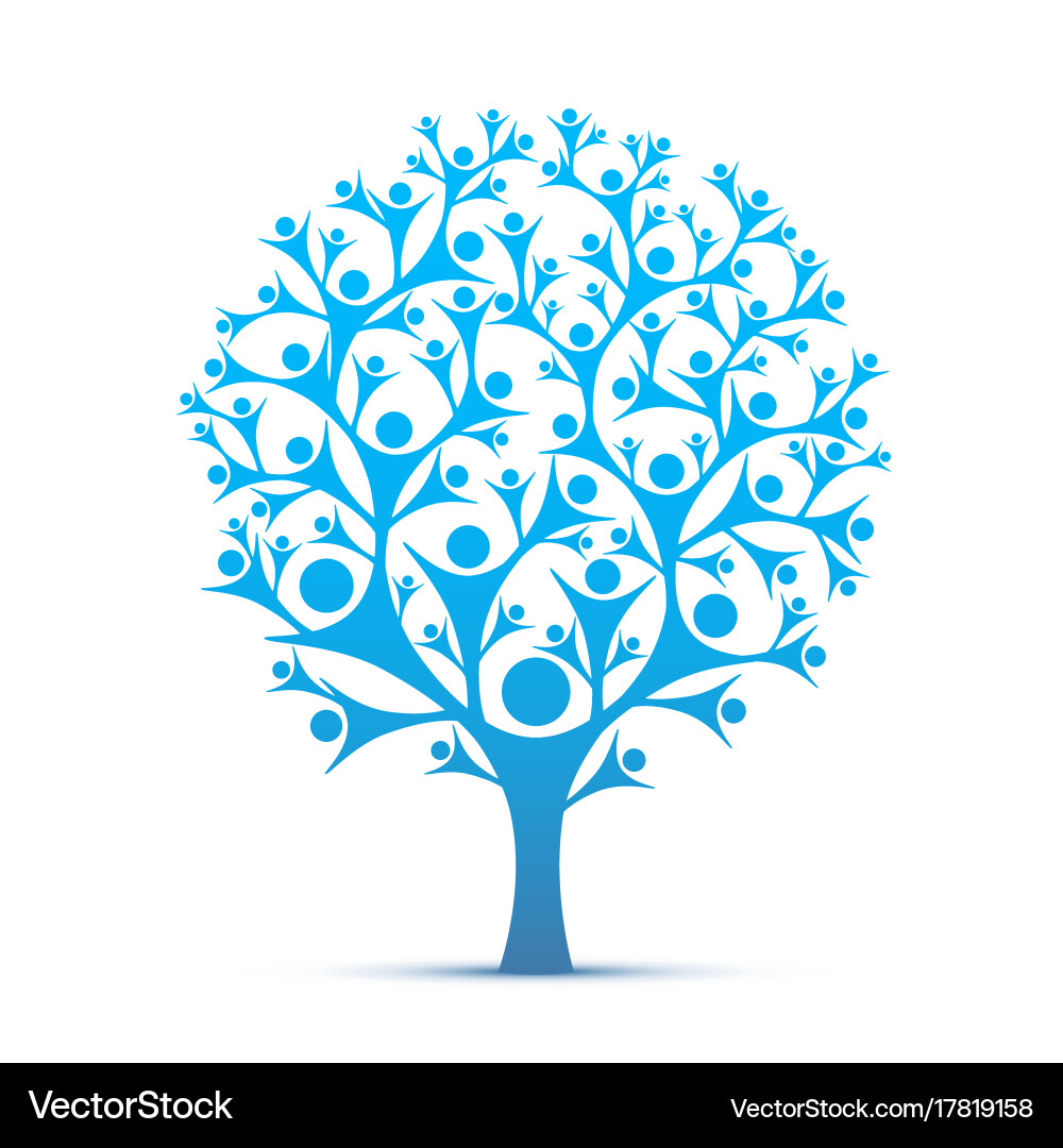 People tree sign color blue Royalty Free Vector Image