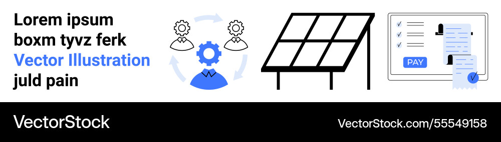 Renewable energy concept featuring solar panels Vector Image