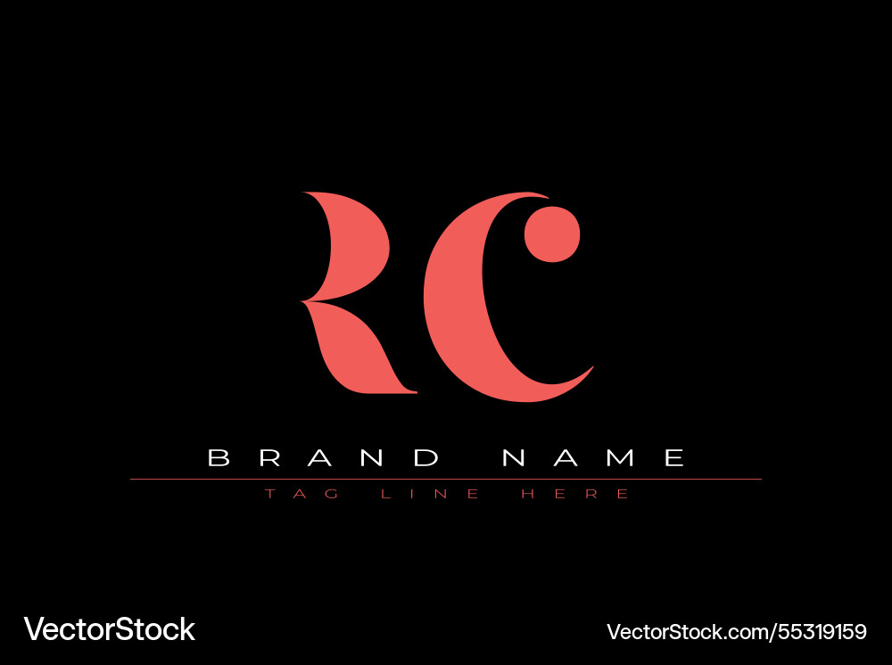 Abstract letter rc minimal logo design template Vector Image