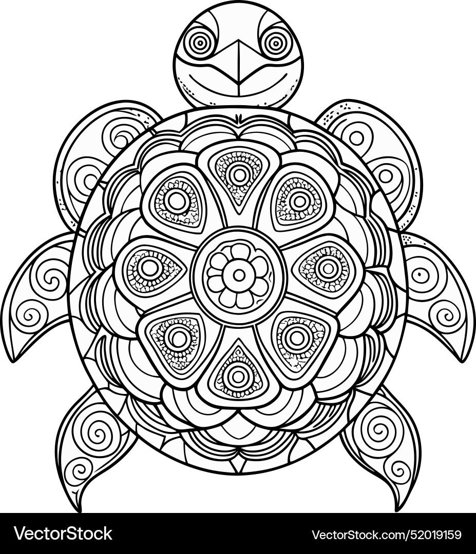 Beautiful turtle mandala arts isolated on white Vector Image