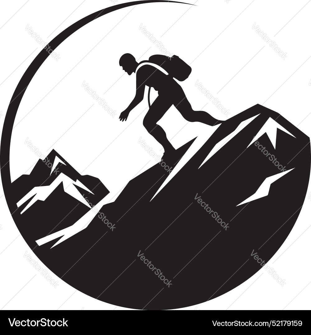 Climb conquer man climbing mountain design Vector Image