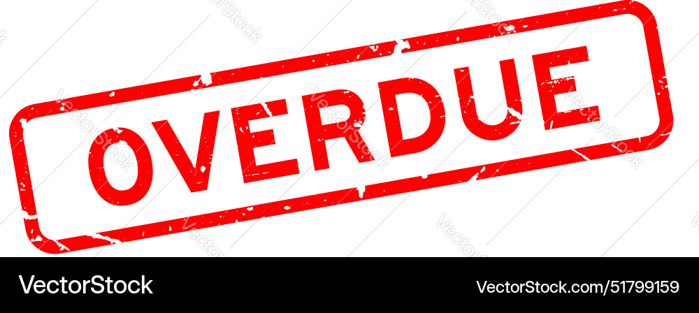 Grunge red overdue word square rubber seal stamp Vector Image