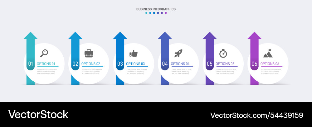 Horizontal progress bar featuring 6 arrow-shaped Vector Image