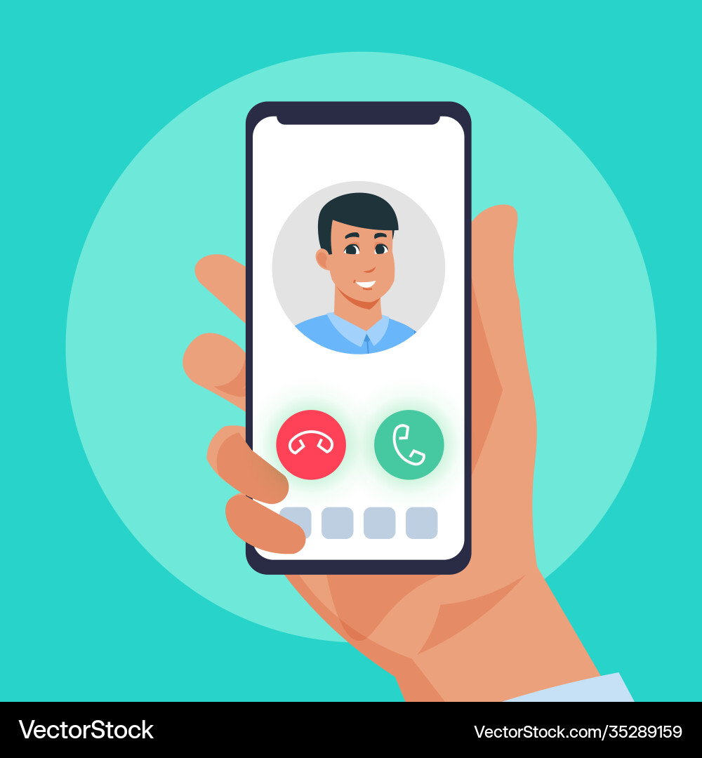 Incoming call cartoon hand holding ringing Vector Image