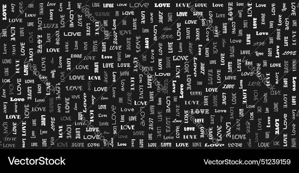 Love words decorative black background Royalty Free Vector