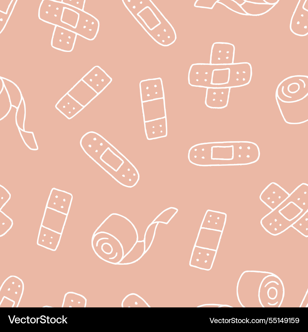 Outline bunch of bandage seamless pattern design Vector Image