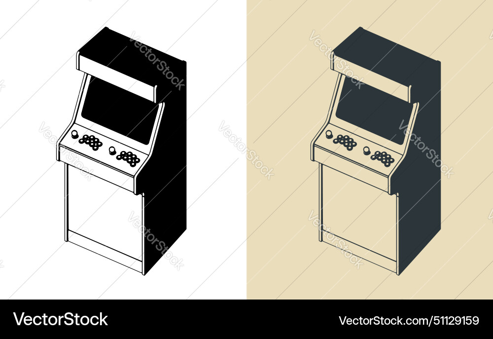 Retro arcade games cabinet Royalty Free Vector Image