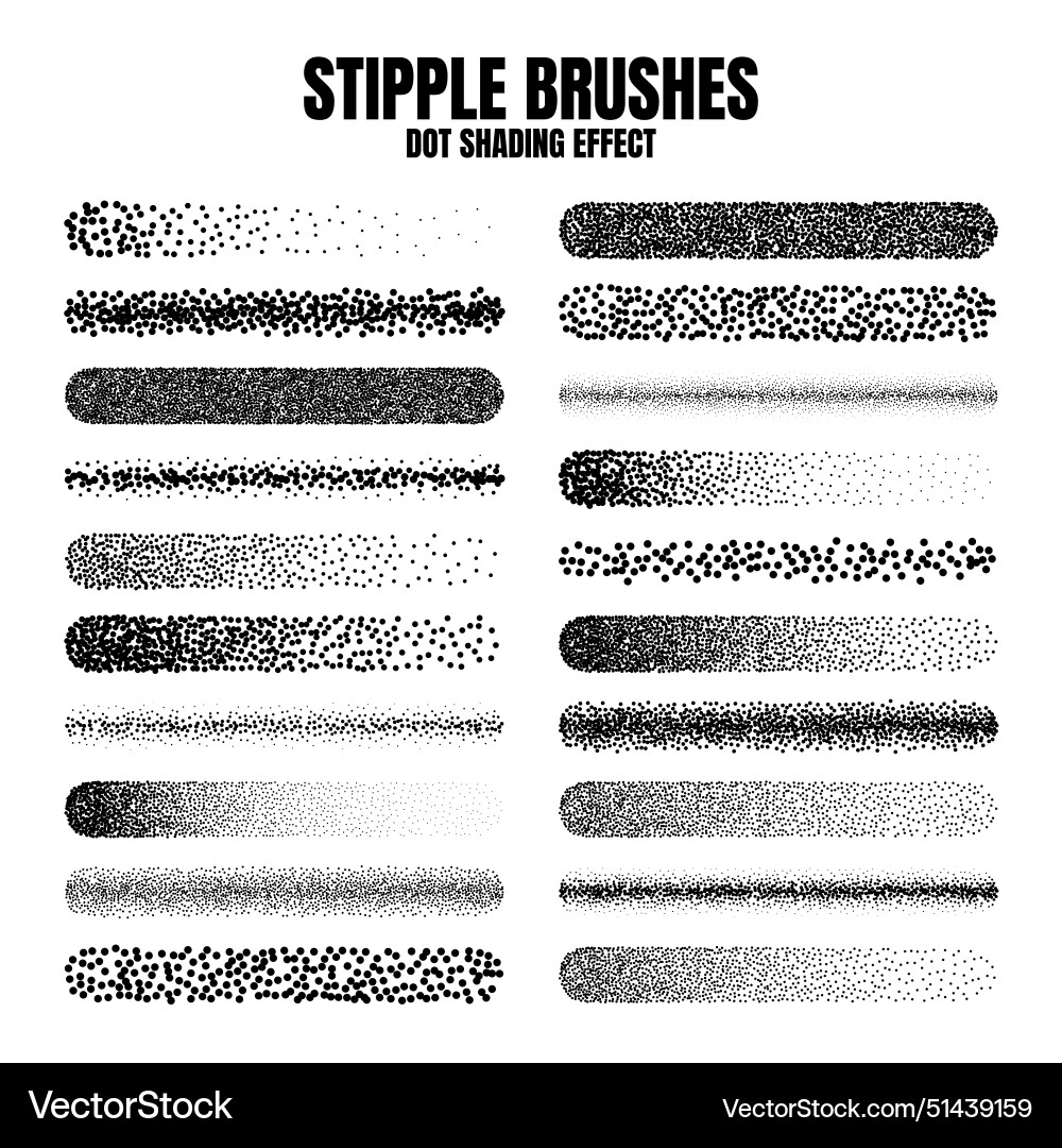 Stipple scatter brush ink drawing and texturing Vector Image