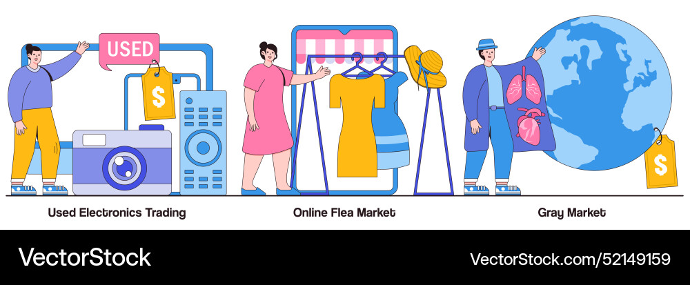 Used electronics trading online flea market gray Vector Image